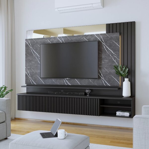 Painel Para Tv Até 70 Polegadas Com Led Ripado Ibiza Prime 220cm Yescasa Preto Fosco/grigio ...