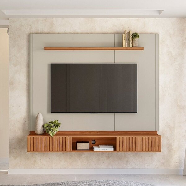Painel Para Tv Até 70 Polegadas Mdf 183cmx162cm Amarante Branco Canela ...