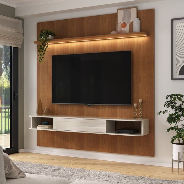 Painel Para Tv Até 75 Polegadas Com Led Mdf 182,5cmx183cm Nichos, Porta ...