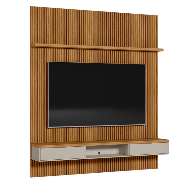 Painel Para Tv Até 75 Polegadas Ripado Marisa Com Nicho Bancada Nature ...