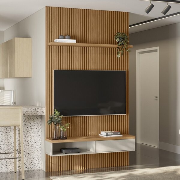 Painel Para Tv Até 75 Polegadas Ripado Modular 140cm 1 Nicho 1 ...