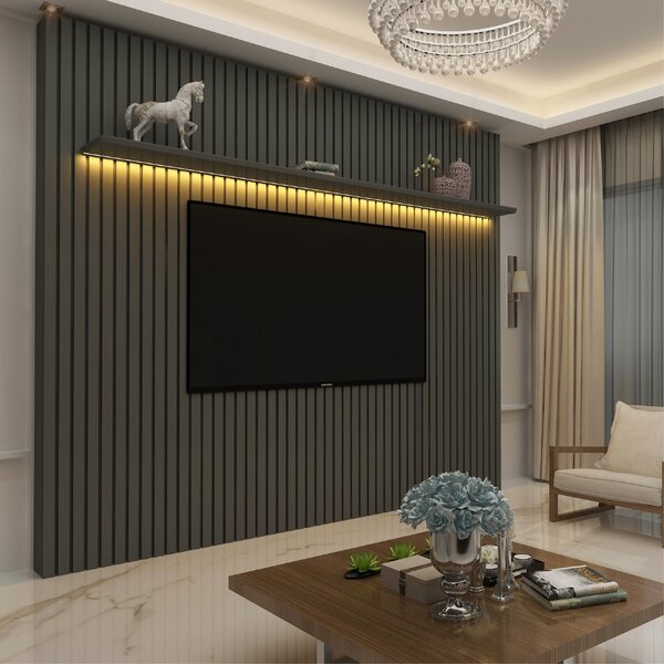 Painel Para Tv Até 90 Polegadas Ripado Com Led 230cm 100% Mdf Nobre ...