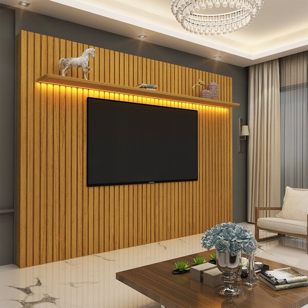 Painel Para Tv Até 90 Polegadas Ripado Com Led 230cm 100% Mdf Nobre ...