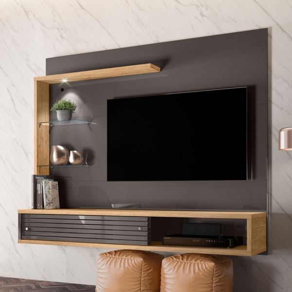 Painel Para Tv Com Led Seul Titânio Carvalho | Leroy Merlin