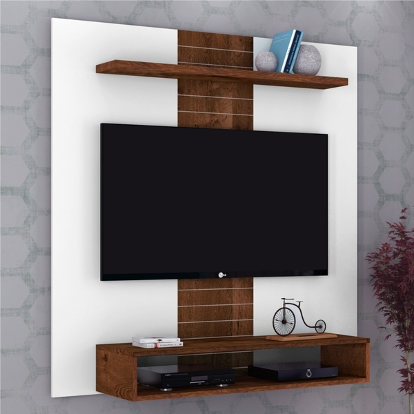 Painel Para Tv Donatello Com Nicho E Frisos Branco Malbec | Leroy Merlin