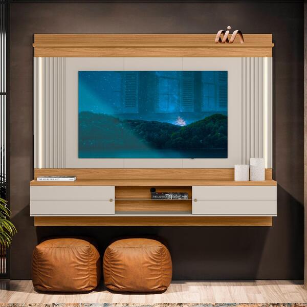 Painel Ripado Com Led 75 Polegadas Nature Off White Shop Jm | Leroy Merlin