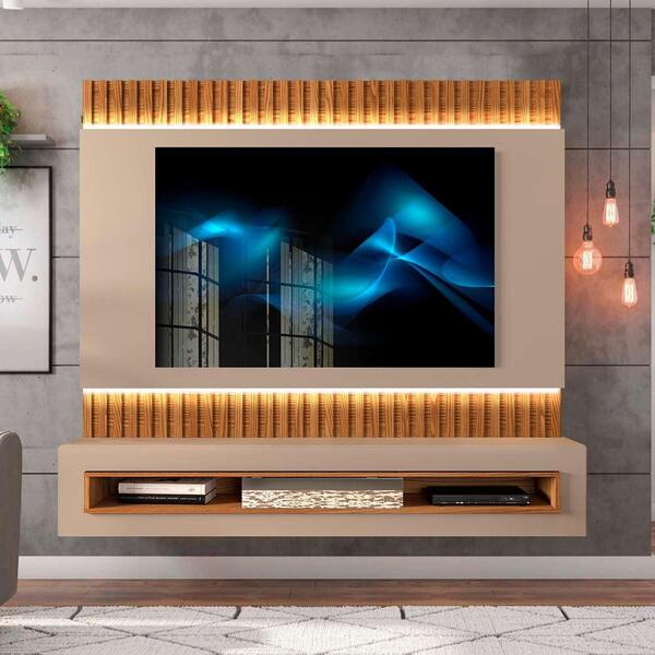 Painel Ripado Com Led Para Tv Até 65 Polegadas Griz Carvalho Nobre ...