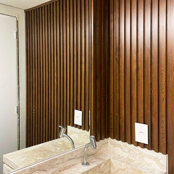 Painel Ripado Externo de PVC 2,1mm Nogueira 20x600cm Slim Macheto ...