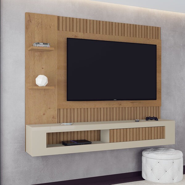 Painel Ripado Para Tv 183 X 109 Cm Estoril Flex Canelato Off White ...