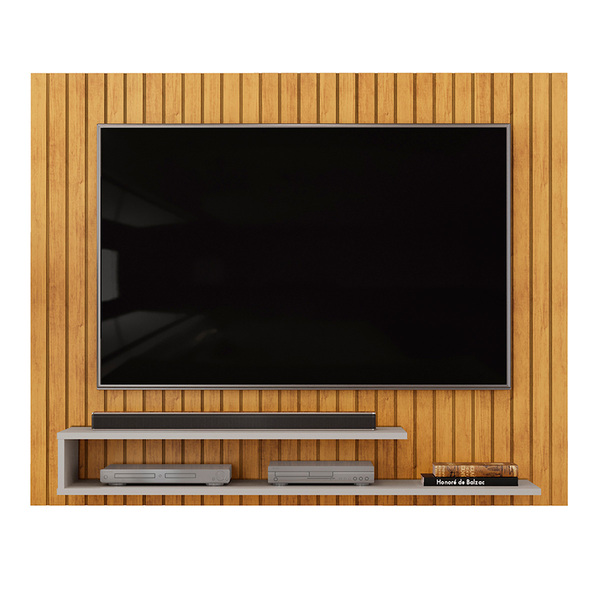 Painel Ripado Para Tv Até 55 Polegadas Com Prateleiras Ripe Cedro/bali - Dj Móveis | Leroy Merlin