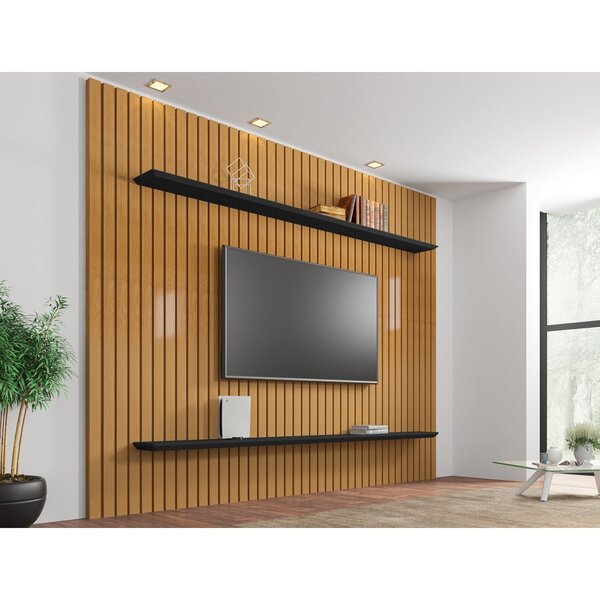 Painel Ripado Para Tv Até 65 Polegadas 2 Prateleiras Roma Cinamomo ...
