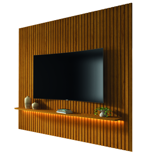 Painel Ripado Para Tv Até 70 Polegadas Com Prateleira E Led Nobre Naturale Gelius | Leroy Merlin