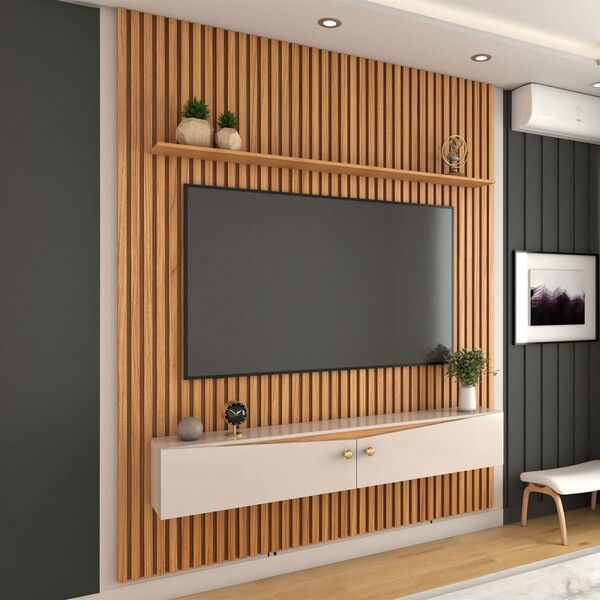 Painel Ripado Para Tv Até 75 Polegadas Naomi 2 Portas 1 Prateleira Cinamomo/off White - Panorama ...