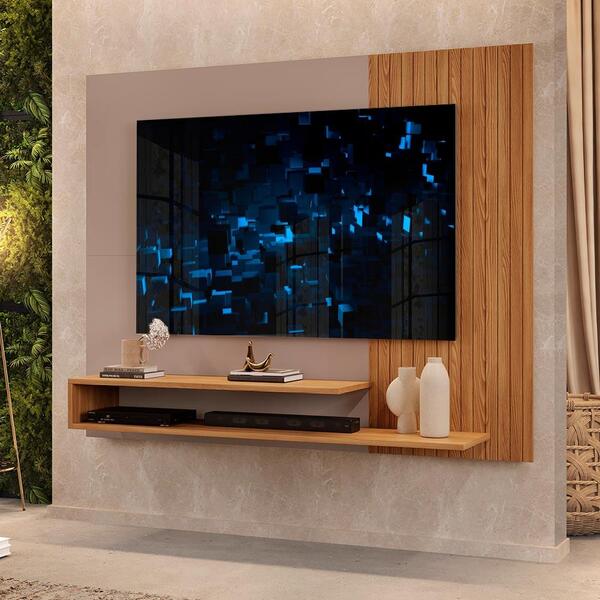 Painel Ripado Tv Até 50 Polegadas Carvalho Nobre Griz Nando Dj Móveis ...