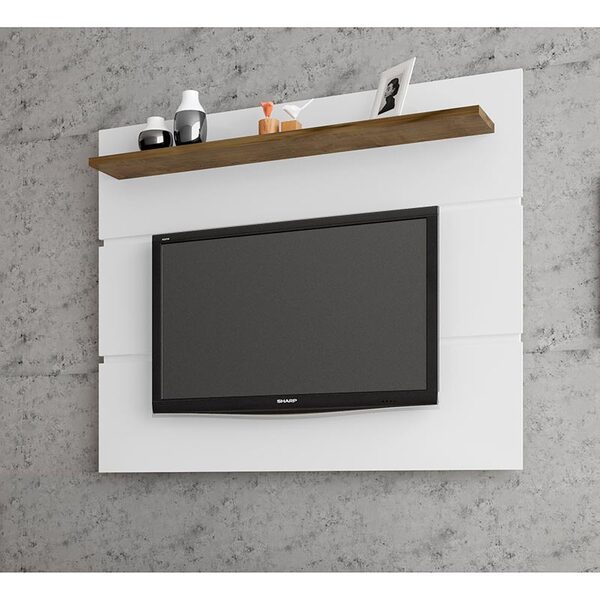 Painel Para Tv Até 55 Polegadas 135 Cm Safira Branco Com Madeira ...