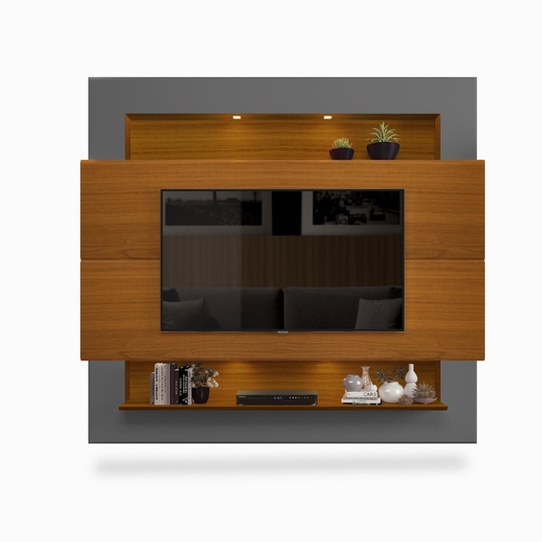 Painel Suspenso Grande 2,10 M Moderno Com Luzes De Led Para Tv Até 75 ...