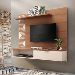 Painel Para Tv Até 50 Polegadas Grid Marrom Nature E Off White | Leroy ...