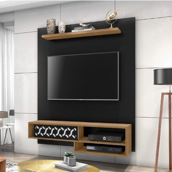 Painel Suspenso Para Tv Até 55 Polegadas Prada Móveis Leão Preto ...