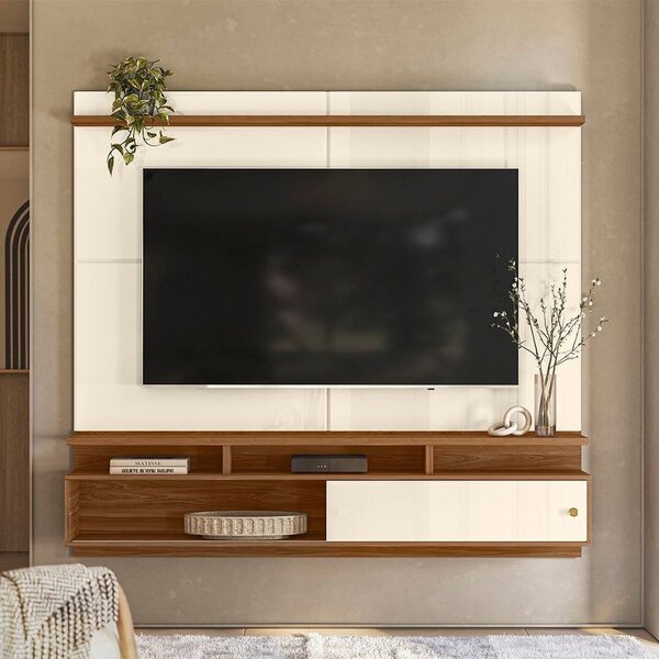 Painel Suspenso Para Tv Até 70 Polegadas Mdf 181cmx166cm Morretes Bege ...