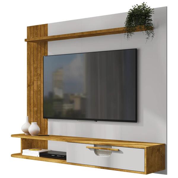 Painel Tv 65 Pol E Bancada Suspensa 161cm Malu Naturalle/off B02 ...