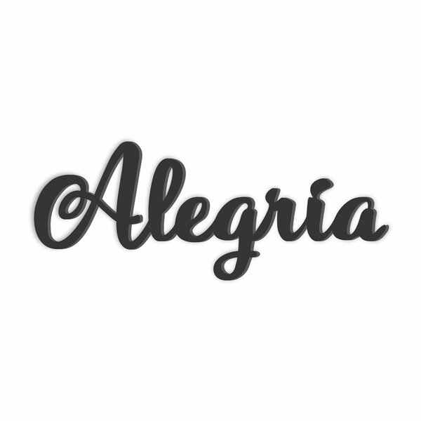 Palavra Decorativa Alegria Lettering Para Parede - Laqueado 6mm Preto ...