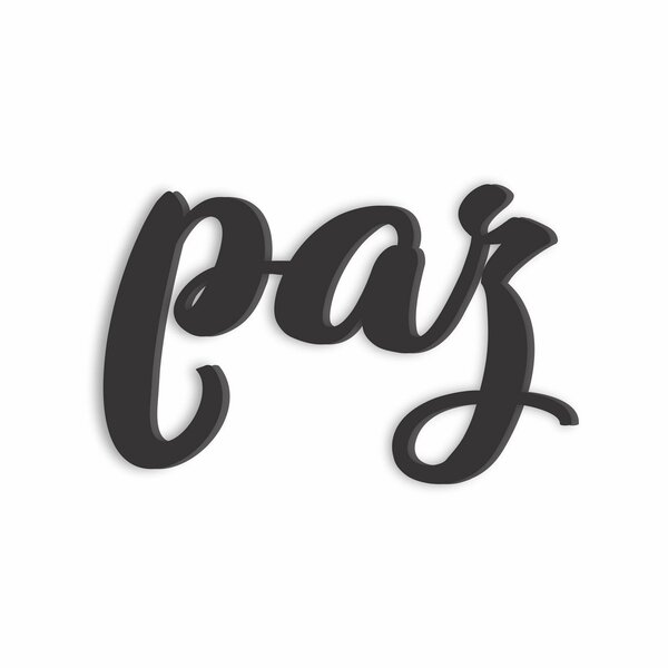 Palavra Decorativa Paz Lettering Para Parede - Laqueado 6mm Preto ...