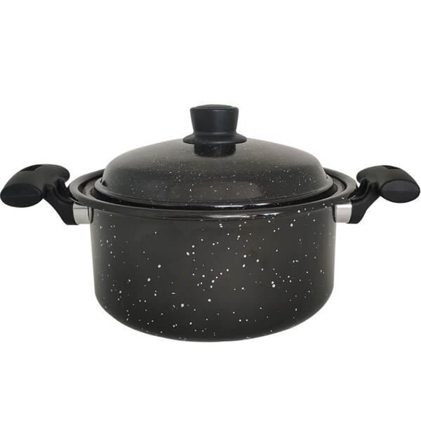 Panela Esmaltada Preta Com Tampa Bojuda Caçarola 3,2l Com Alças ...