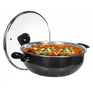 Panela Preta De Aluminio Com Tampa De Vidro 6,5l | Leroy Merlin