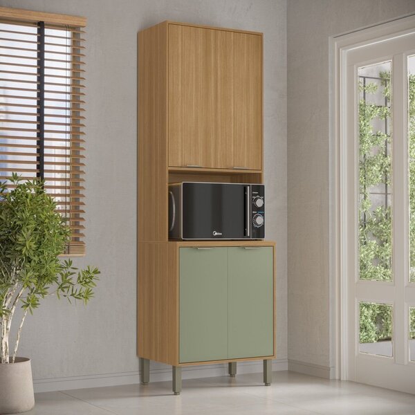 Paneleiro Para Micro-ondas Mdf Colors Verde Freijó/alecrim Freijó ...
