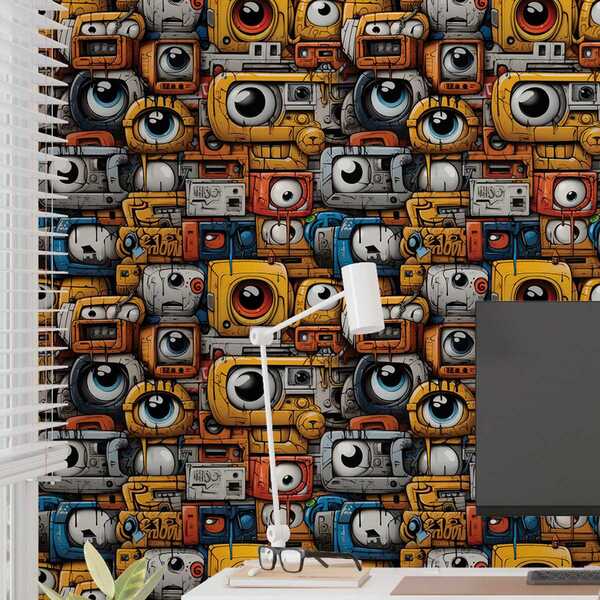 Papel De Parede 3d Arte Colorida Cartoon Gamer Efeito Mural Grafite ...