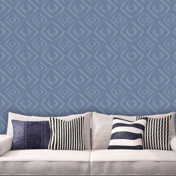Papel De Parede Auto Adesivo Lavável Abstrato Losango Azul Ab0055 ...