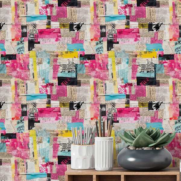 Papel De Parede Auto Colante Colagem Lambe Lambe Rosa Decorativo Vinil ...