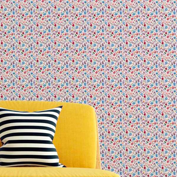 Papel De Parede Auto Colante Floral Margarida Azul Colorida Vinilico ...