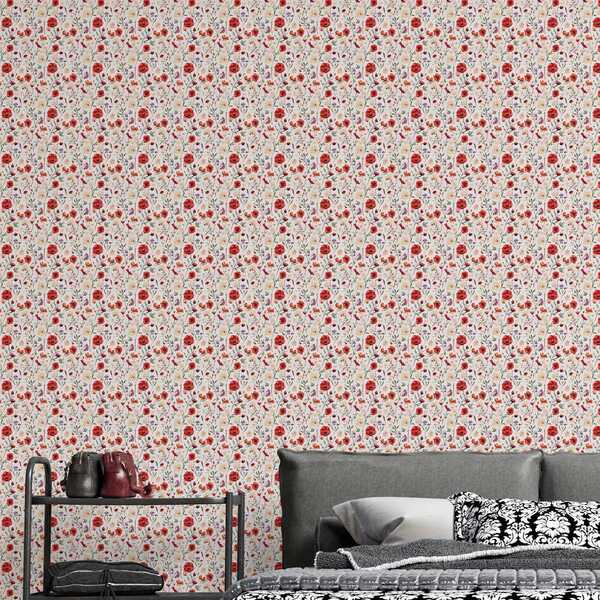 Papel De Parede Auto Colante Flores Rosas Vermelho Vivo Natural ...