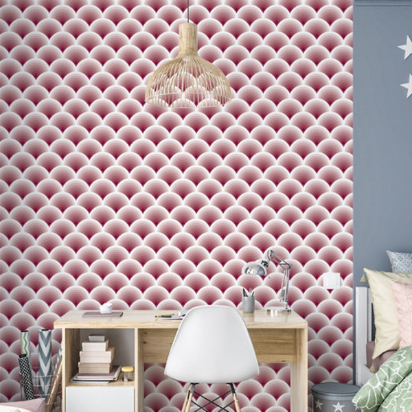 Papel Parede Adesivo Sala Quarto Geométrico Meia Lua Rose | Leroy Merlin