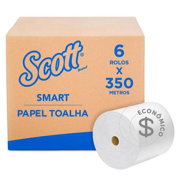 Papel Toalha Rolo Scott Smart 350m Folha Simples - Caixa Com 6 Unidades ...