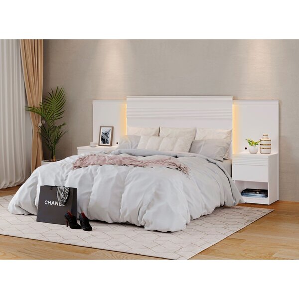 Para Cama Extensível Casal/queen/king Com 2 Mesa De Cabeceira 100% Mdf ...