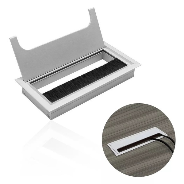 Passa Fio Cabo Alumínio Fosco Quadrado Mesas 80x160mm | Leroy Merlin