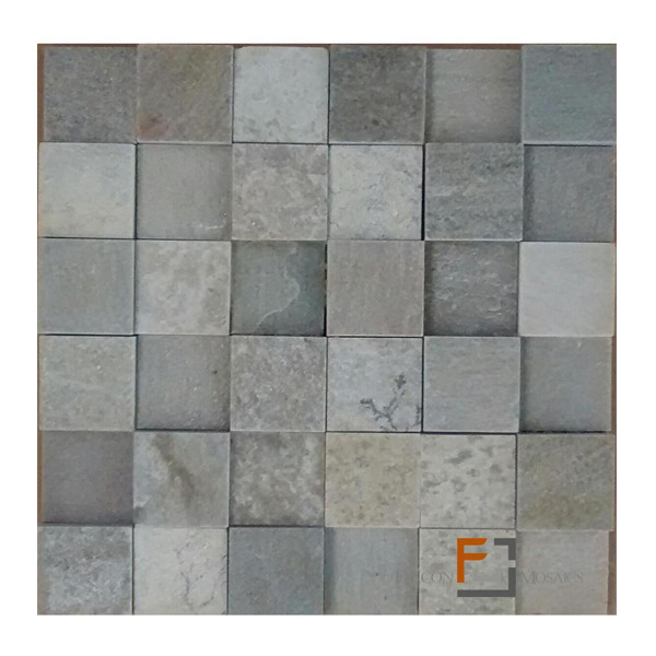 Pedra Quartzito Mosaico Plantanum 1 Verde/Cinza 5x5 (30x30cm) Falcon ...