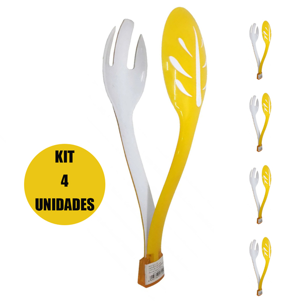 Pegador De Salada Kit 4 Unidades Garfo Colher Refeiçao Alimento ...