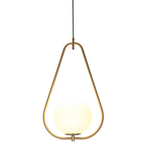 Pendente Aro Dourado Com Globo Branco 55cm 1e27 | Leroy Merlin