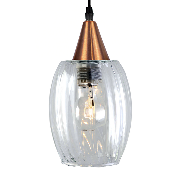 Pendente Badih P E27 Vidro Canelado Oval Transparente 110/220v Prata ...