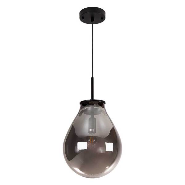 Pendente Caju Preto Cúpula Vidro Fumê 23x30cm Bella Rz001esb St1882 ...