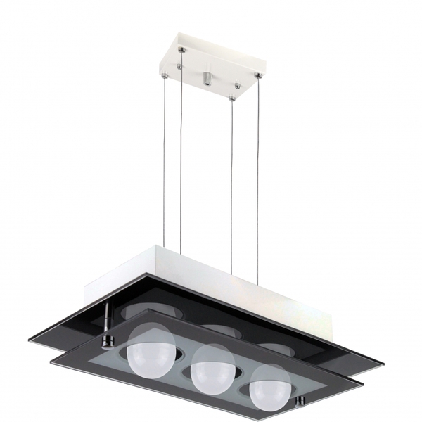 Pendente Florianopolis Pto Retang 24x39cm 2 Vidros 03 Lp E27 Ate 25w Pd 215/3 Ret Branco 1 ...