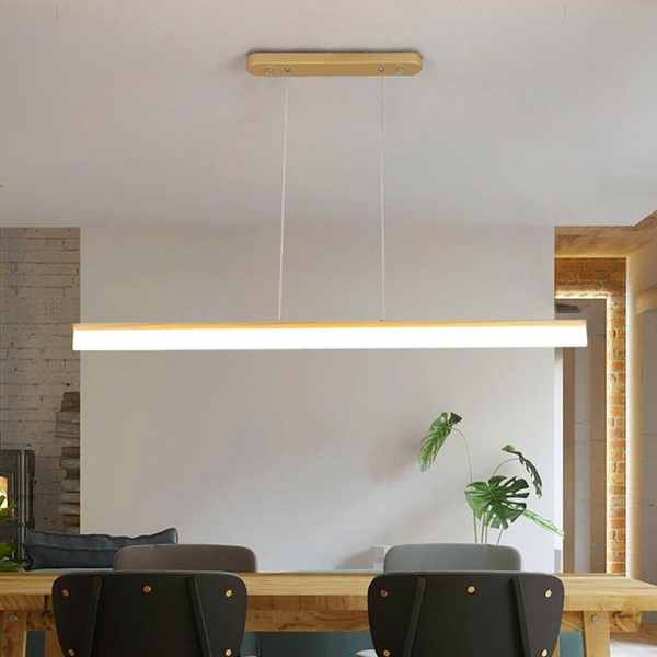 Pendente Retangular Acrílico Dourado 100cm Led 60w 3200k Bivolt | Leroy ...