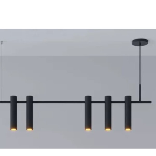 Pendente Slim Linear Moderno P/5 Mini Dicroicas 95cm - Preto - Altura ...