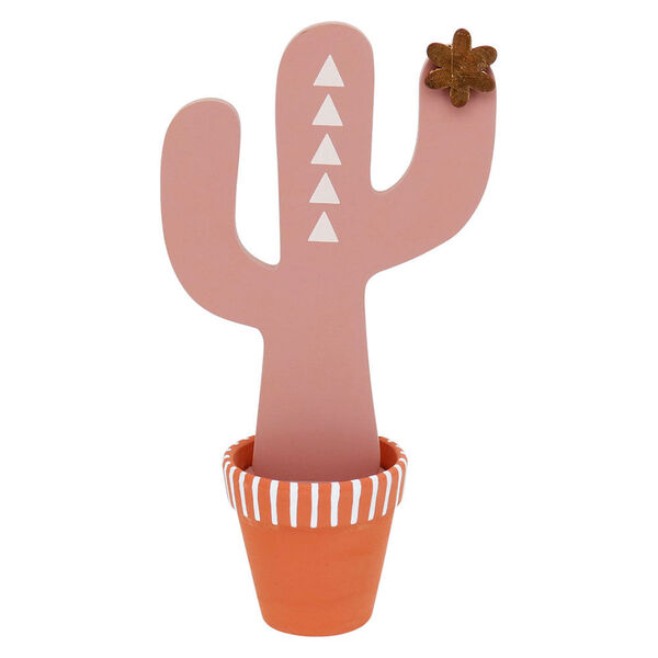Penélope Adorno Decorativo 27x14x8cm Madeira Rosa Cacto | Black Friday ...