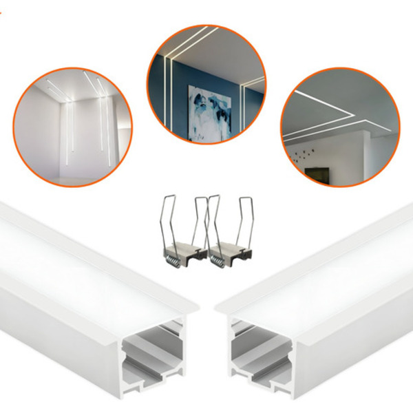 Perfil De Led Embutir 50x30mm 2m Largo Alumínio P/ Gesso | Leroy Merlin