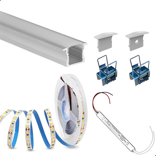 Perfil Embutido 25mm 2m com Fita LED 14W e Fonte – Alumínio, Branco ...