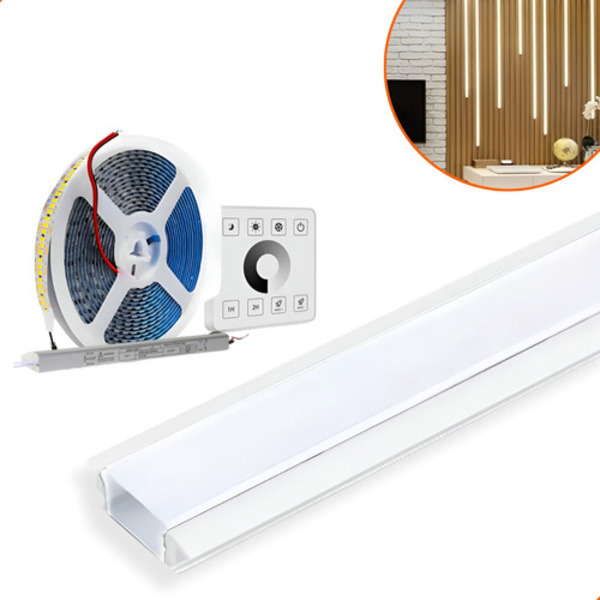 Perfil Embutido 2m 24mm com Fita LED 240/m + Fonte e Dimmer – Branco ...